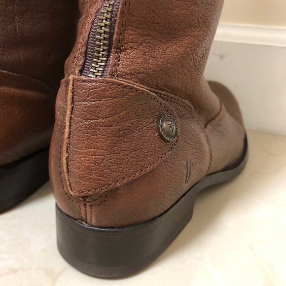 Frye | Shoes | Frye Melissa Button Back Zip Leather Boots Brwn | Poshmark